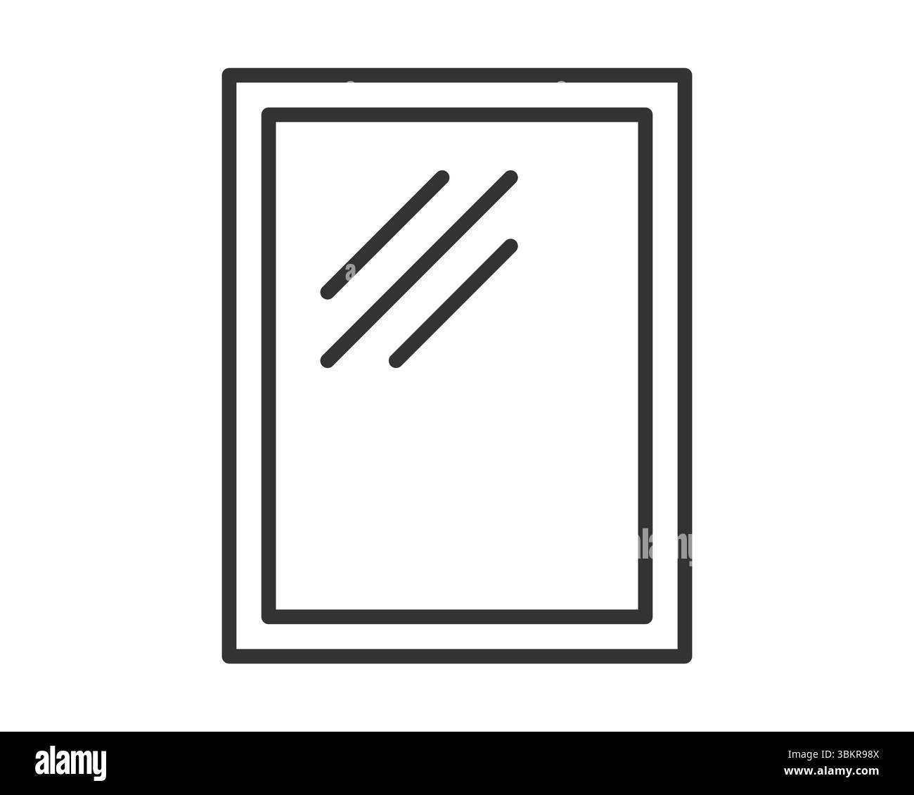 Simple line art illustration of a rectangular mirror with three ...