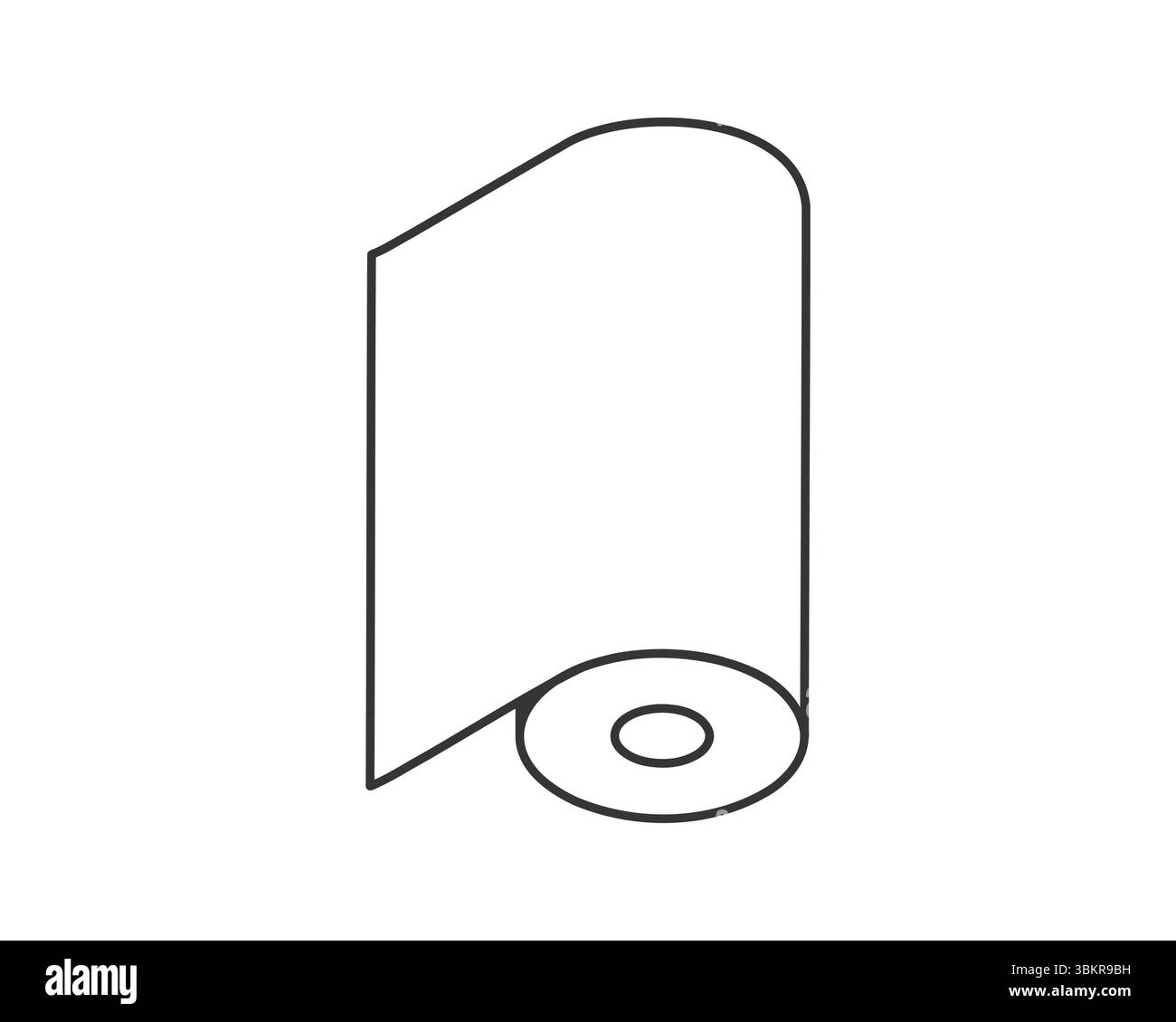 Clean minimalist line art illustration of a roll of paper or fabric ...