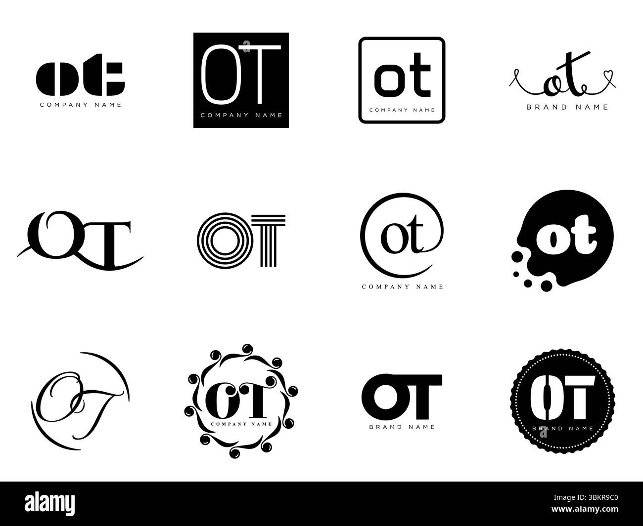 OT logo company template. Letter o and t logotype. Set different ...