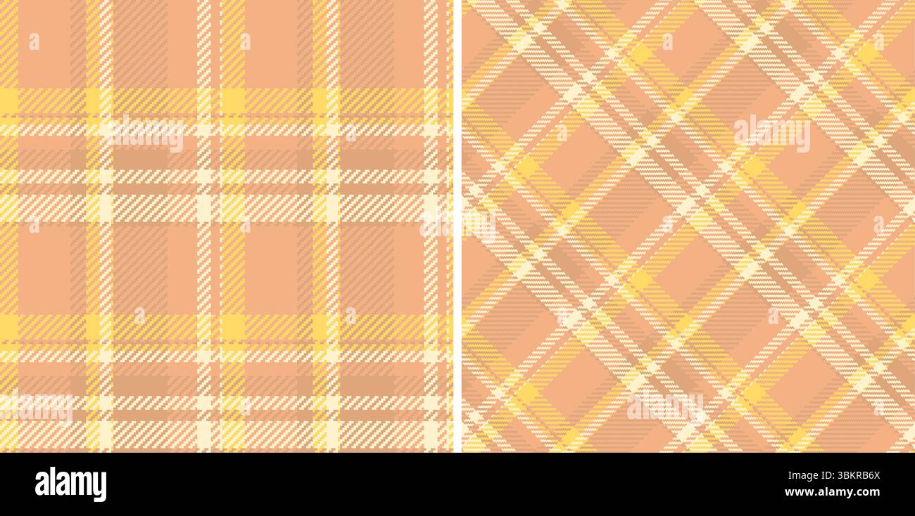 Two seamless pastel plaid patterns in peach and yellow. Perfect for ...