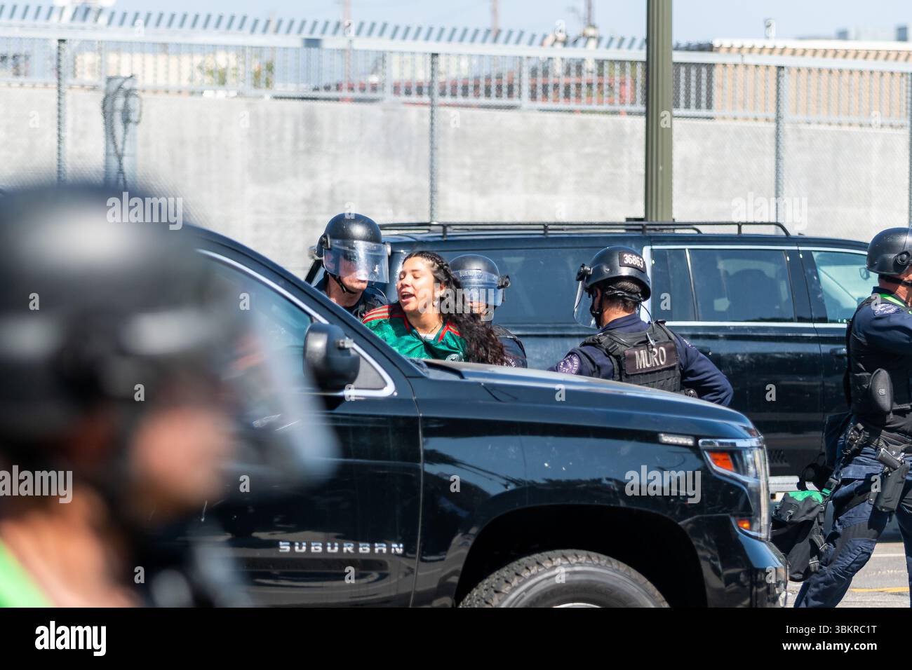 Los Angeles, USA, June 8, 2025 Protester being arrested by LAPD riot ...