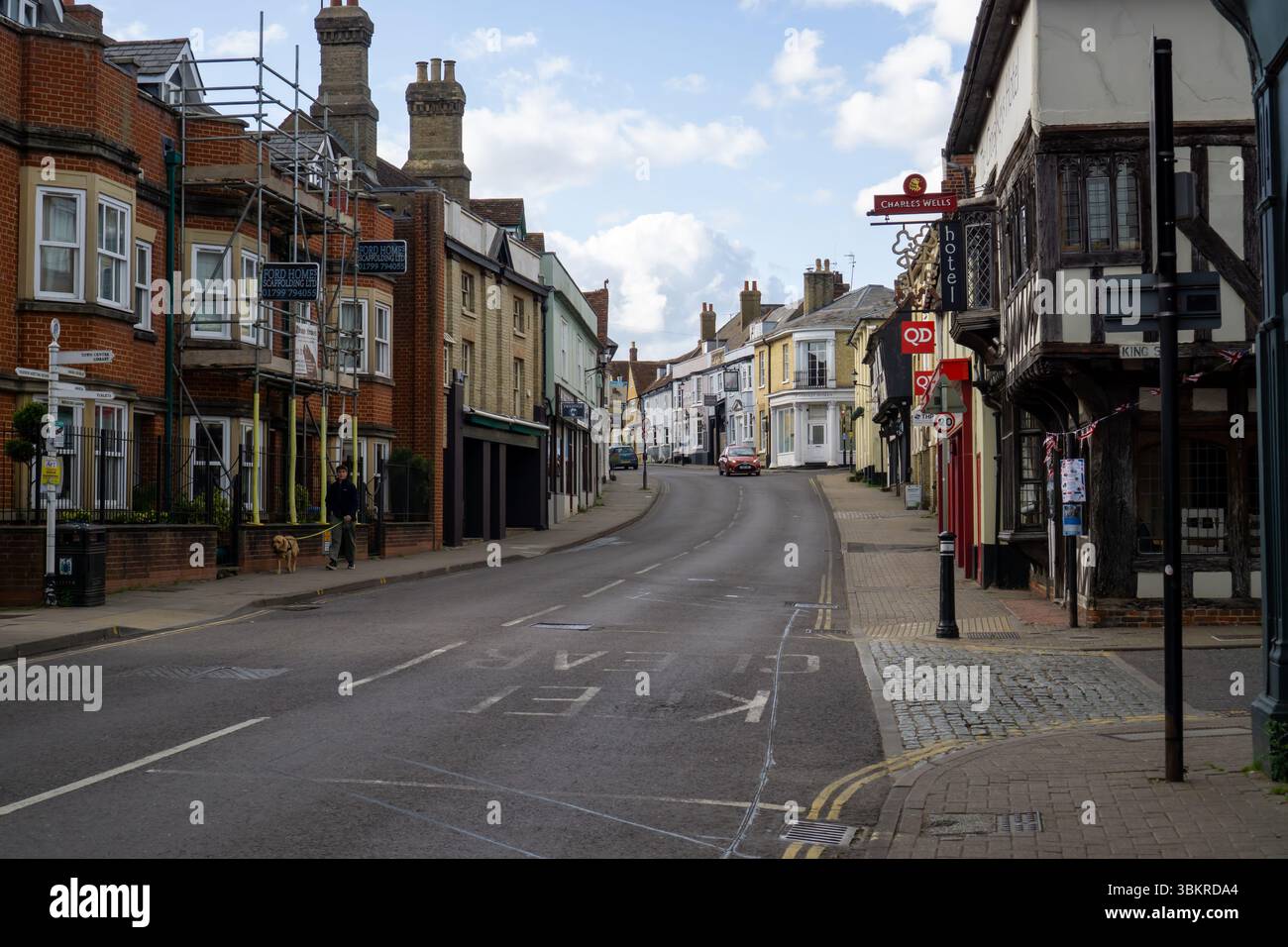 The High Street in Saffron Walden, Essex, England, a historic market ...
