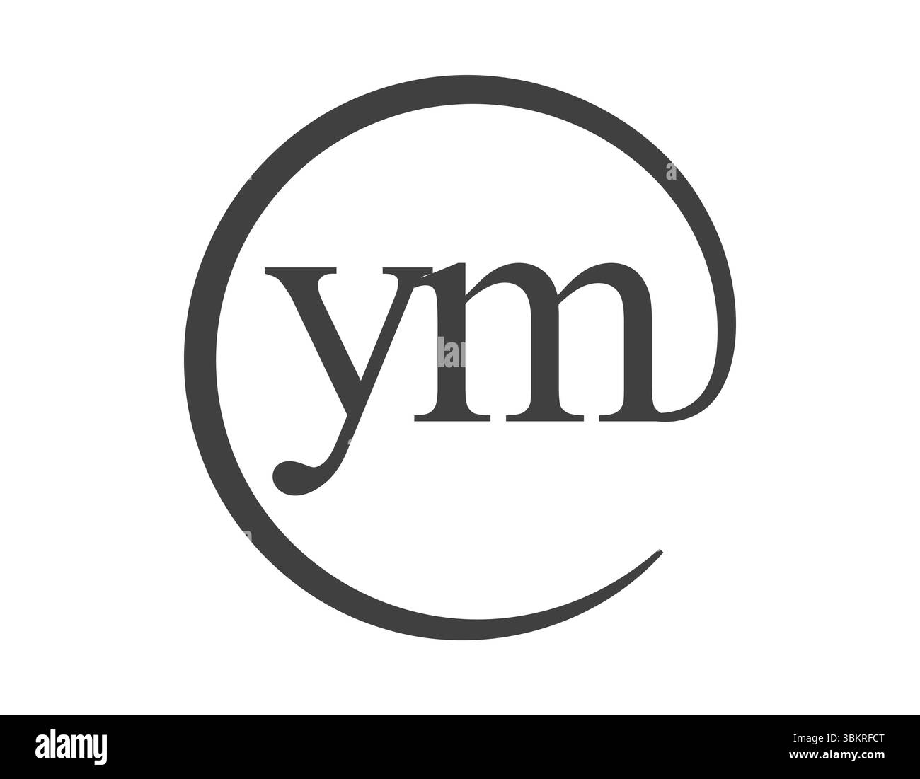 YM logo from two letter with circle shape email sign style. Y and M ...