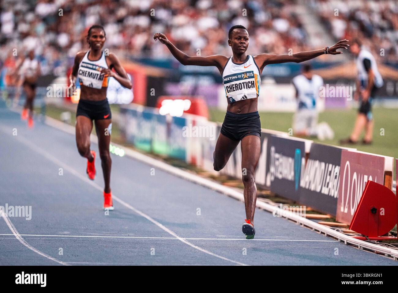 CHEROTICH Faith (KEN) and CHEMUTAI Peruth (UGA), 3000m Steeplechase Women during the Meeting de ...
