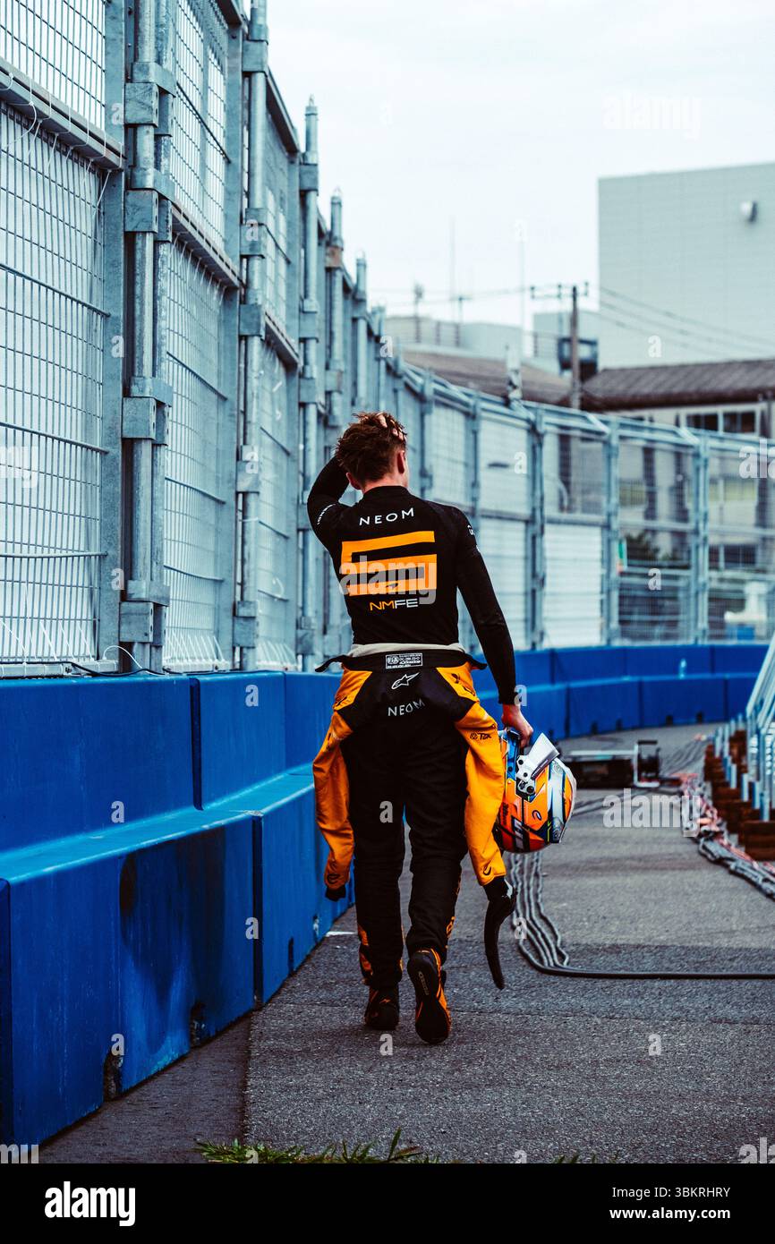 Neom McLaren driver Taylor Barnard walking back to the garages after ...