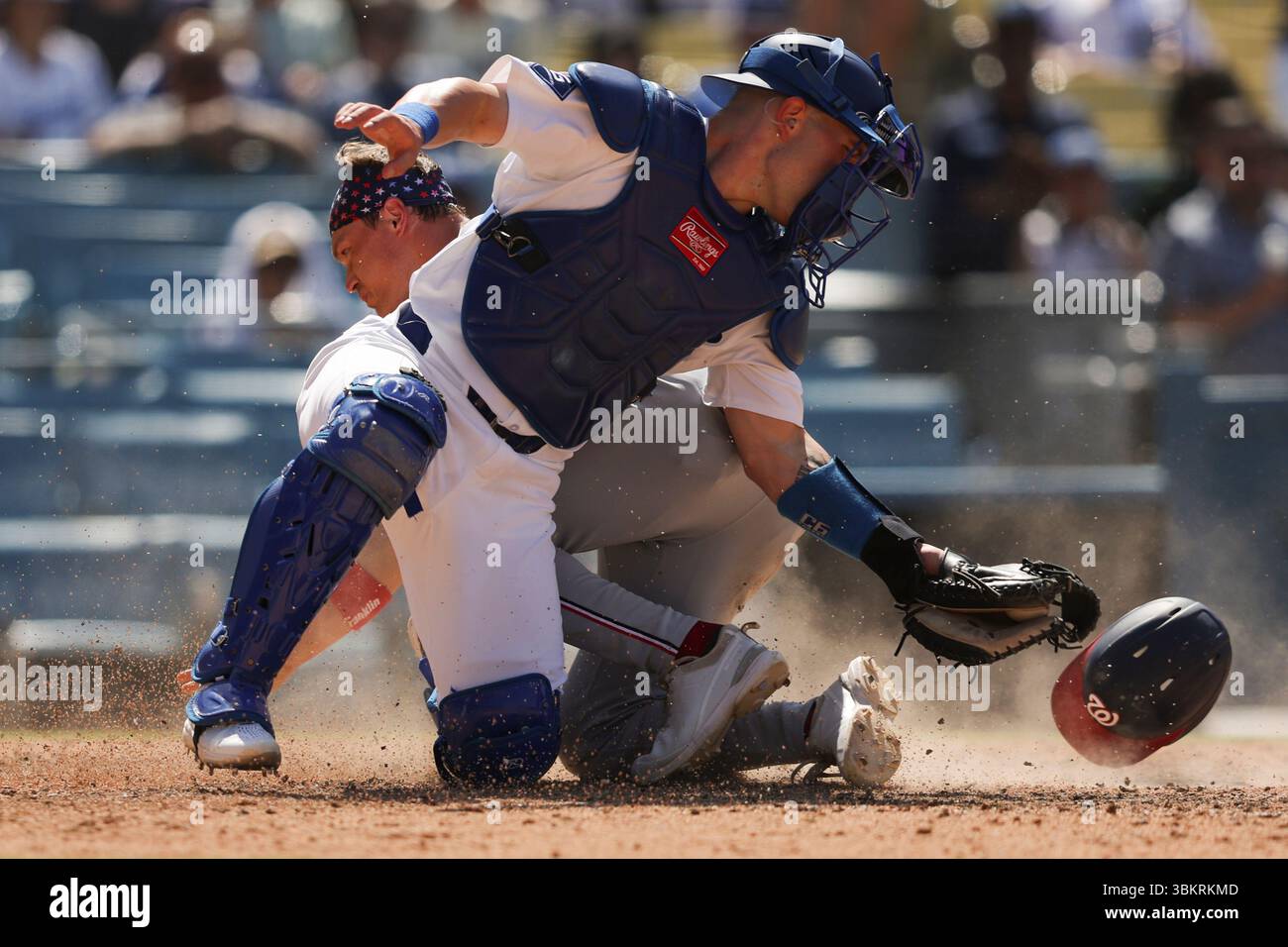 Los Angeles Dodgers catcher Dalton Rushing attempts to tag Washington ...