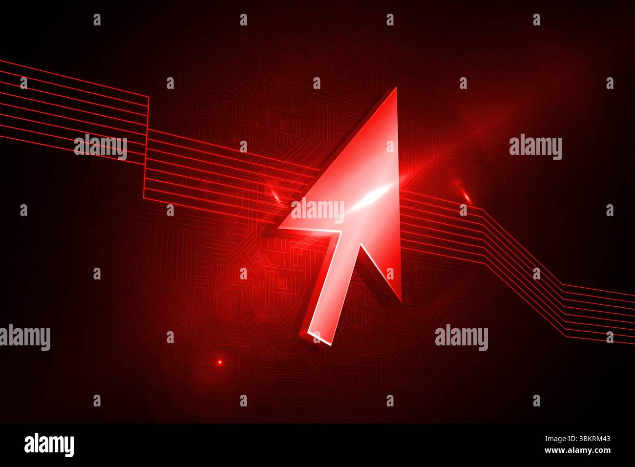 Shiny red arrow on black background Stock Photo - Alamy