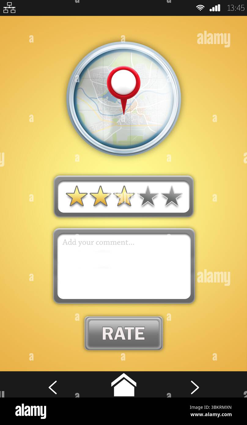 Mobile app rating is showing in flat UI, with circular map, stars ...