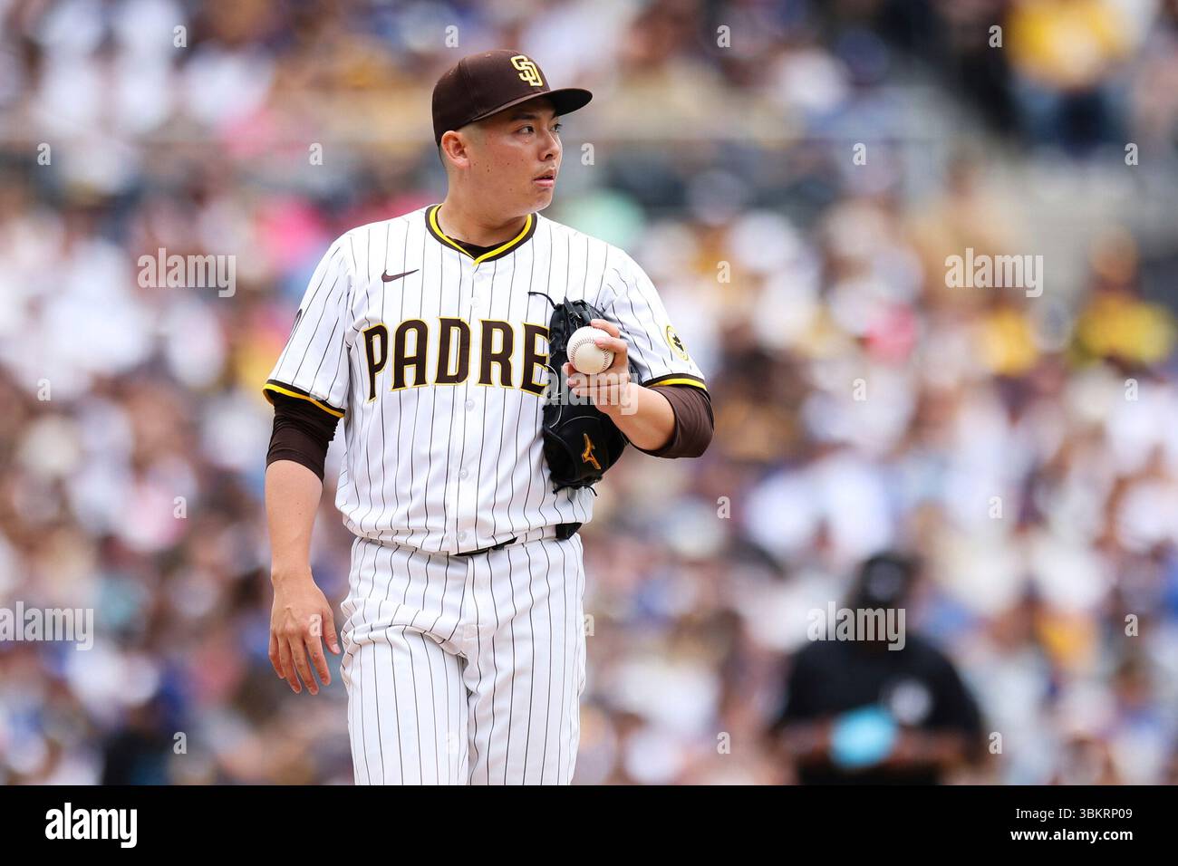 San Diego Padres relief pitcher Yuki Matsui looks on during a baseball ...