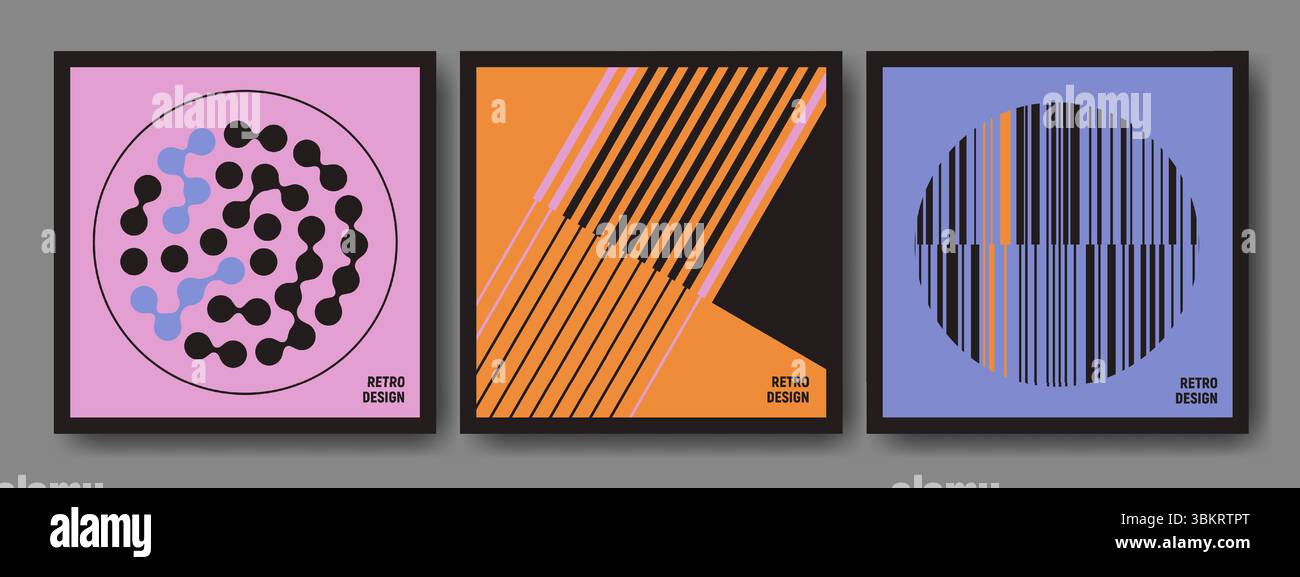 Abstract retro brutalist design posters - minimalist geometric ...