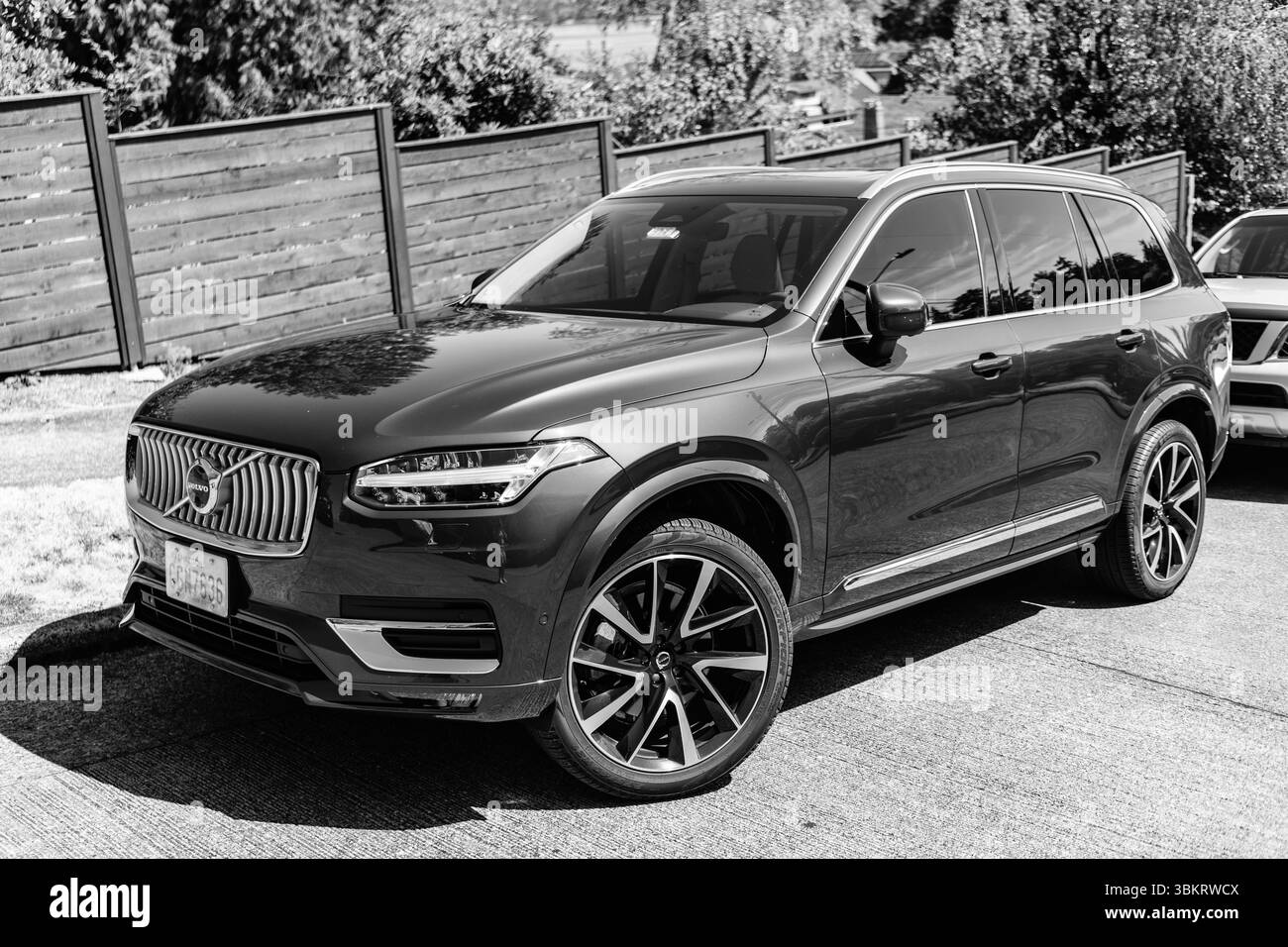 Seattle, WA, USA -July 3, 2024: Volvo xc90 dark blue. Volvo XC90 is a ...