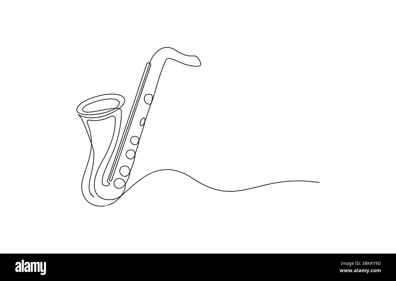 Saxophone instrument musical one continuous line art drawing Stock ...