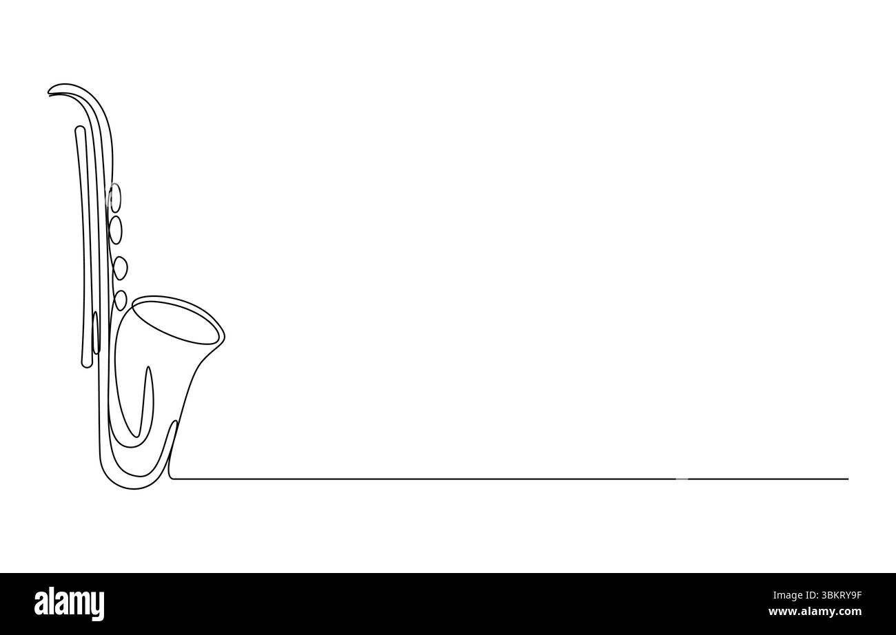 Saxophone instrument musical one continuous line art drawing Stock ...