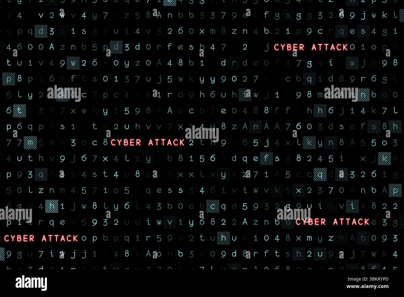 Flat design digital interface showing glitching code grid with red ...