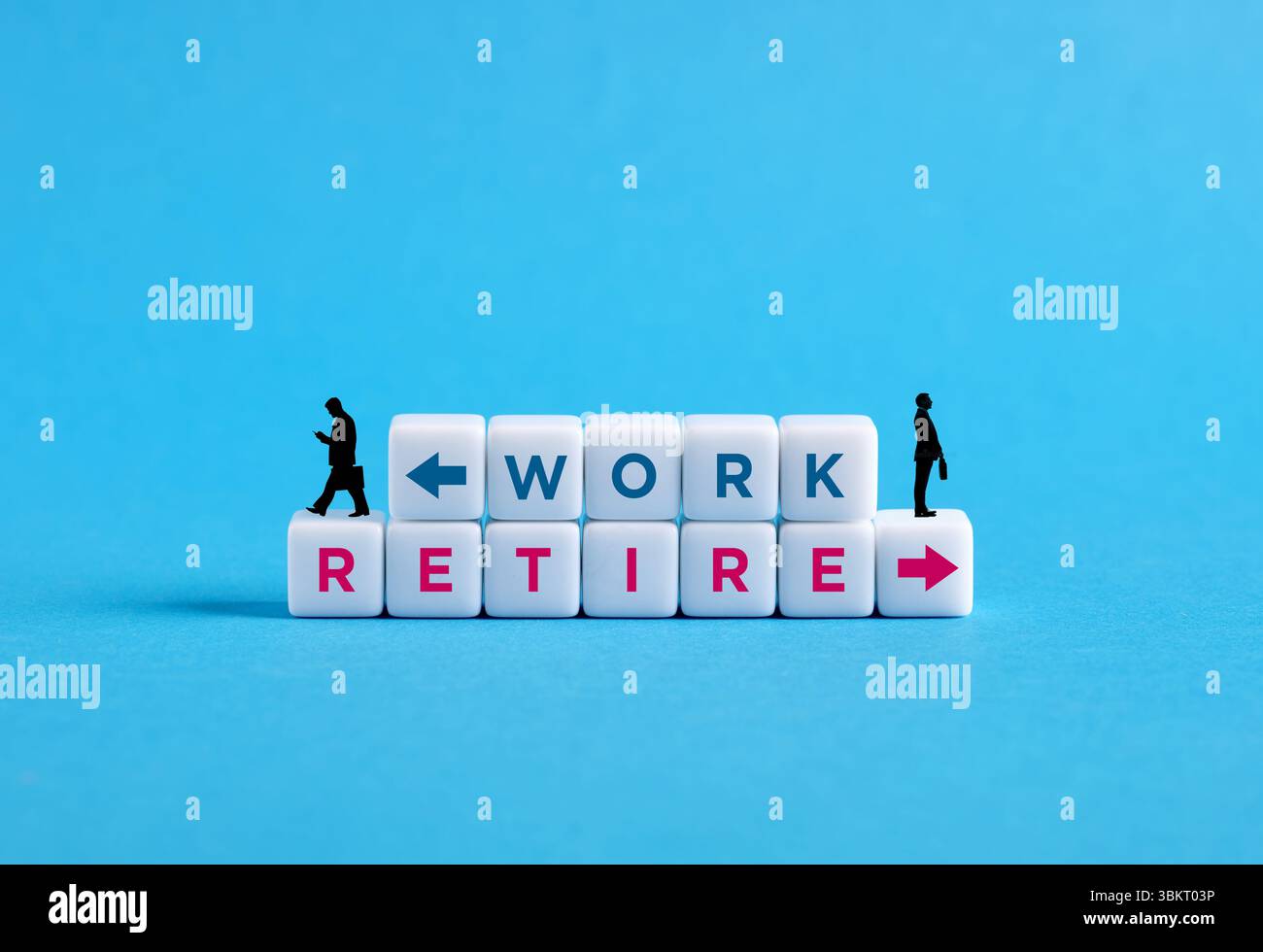 Work-life balance and retirement concept featuring businessmen ...