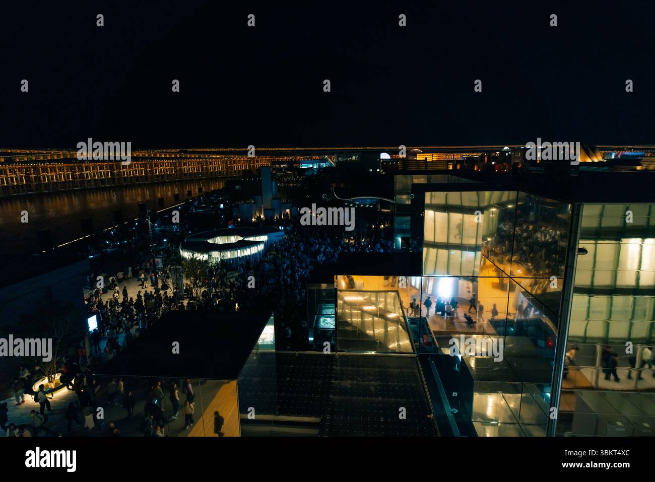 Osaka-Kansai, japan - may 2 2025 Visitors watch a water and light ...