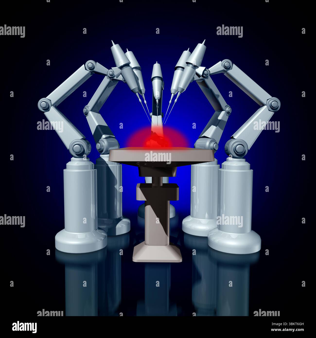 Robot Surgery Concept and robotics in healthcare as medical technology using AI as artificial ...