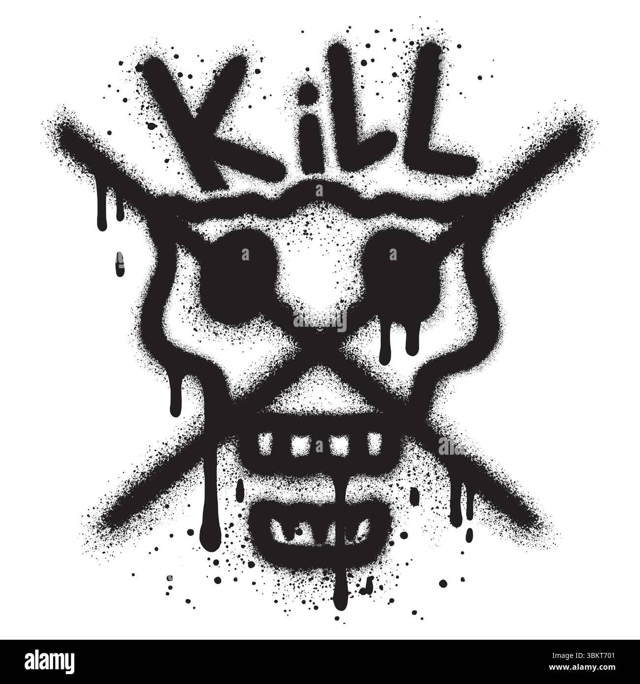 Death skull graffiti on a white background with black spray paint Stock ...