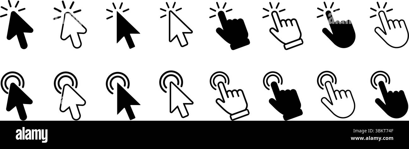 Click cursor icons set, hand cursor icon, computer mouse icon, click ...