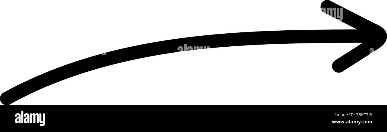 Long curved hand drawn doodle arrow vector, simple black doodle right ...