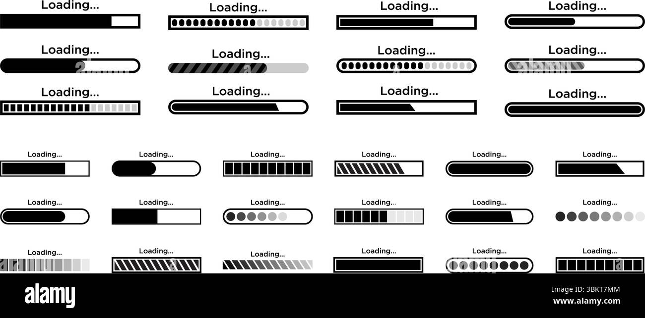 Loading icon, cursor hand click, wifi sign, buffer loader, progress bar vector set. Circle load ...
