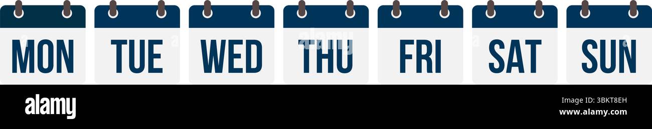 Week calendar icon vector illustration. Every day of the week calendar ...
