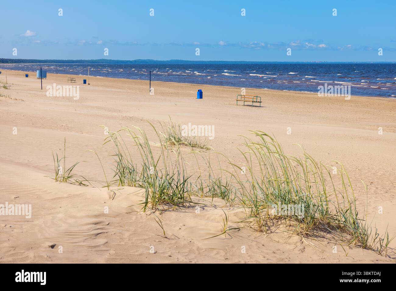 Sandy beach at Narva-Jõesuu, seaside resort town in northeast Estonia ...
