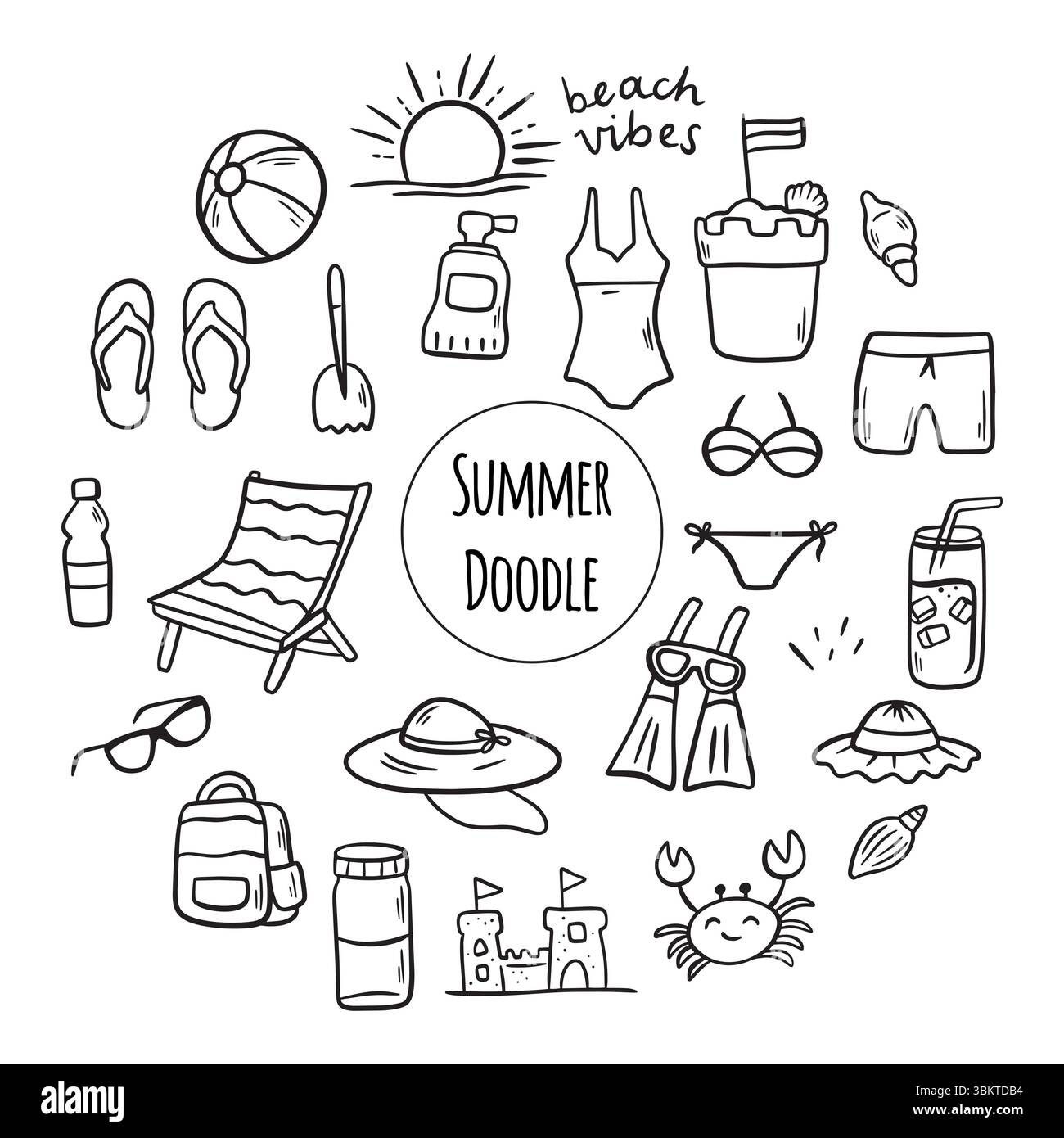 An Exciting and Vibrant Summer Travel Fun Icons Collection. Vacation ...