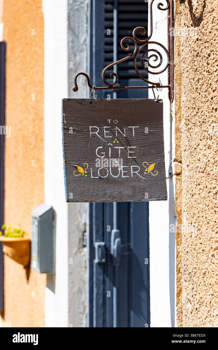 Hand painted gite rental sign, France Stock Photo - Alamy