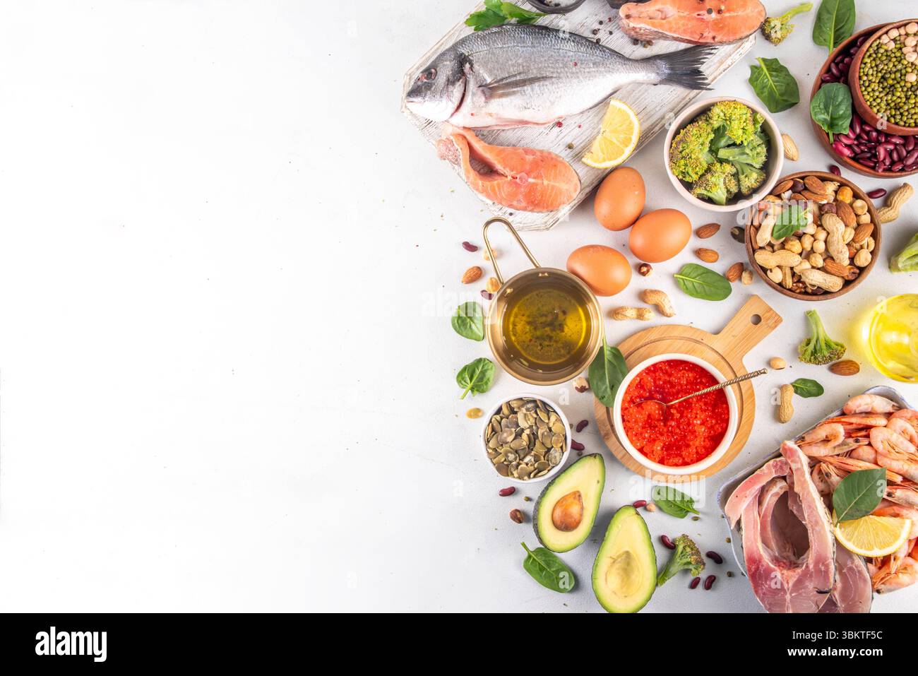 Variety food rich in Omega-3, ALA, EPA, DHA healthy fatty acids sources ...