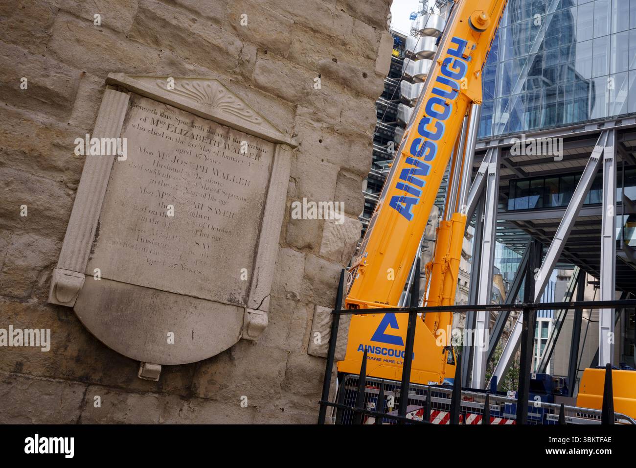A memorial stone on an exterior wall of St Andrew Undershaft Church and ...