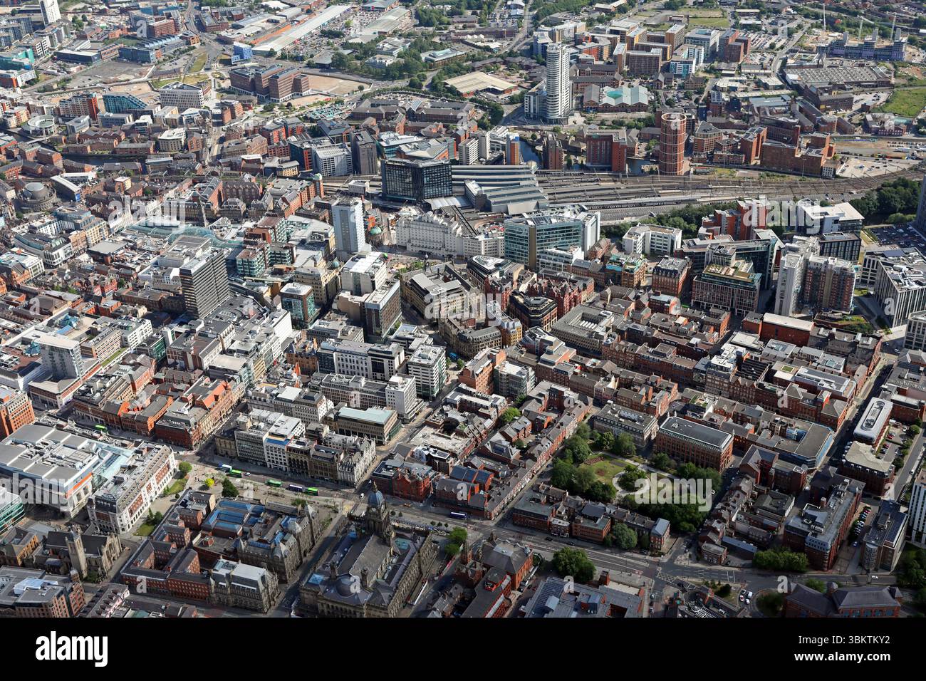 Aerial view of Leeds city centre, West Yorkshire. View looking south ...
