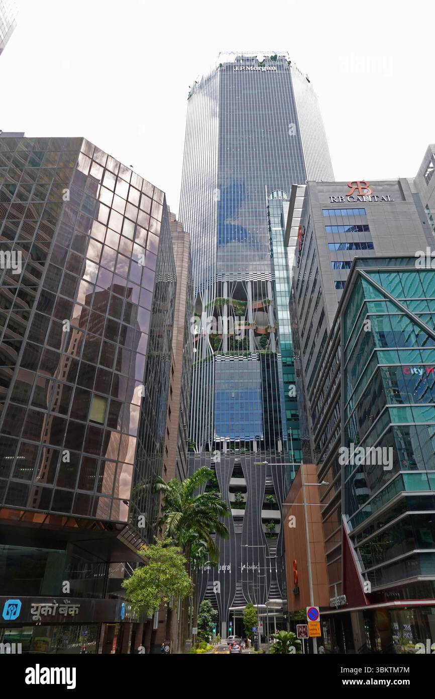 Singapore, Facade of the 51 storey sustainably designed CapitaSpring ...