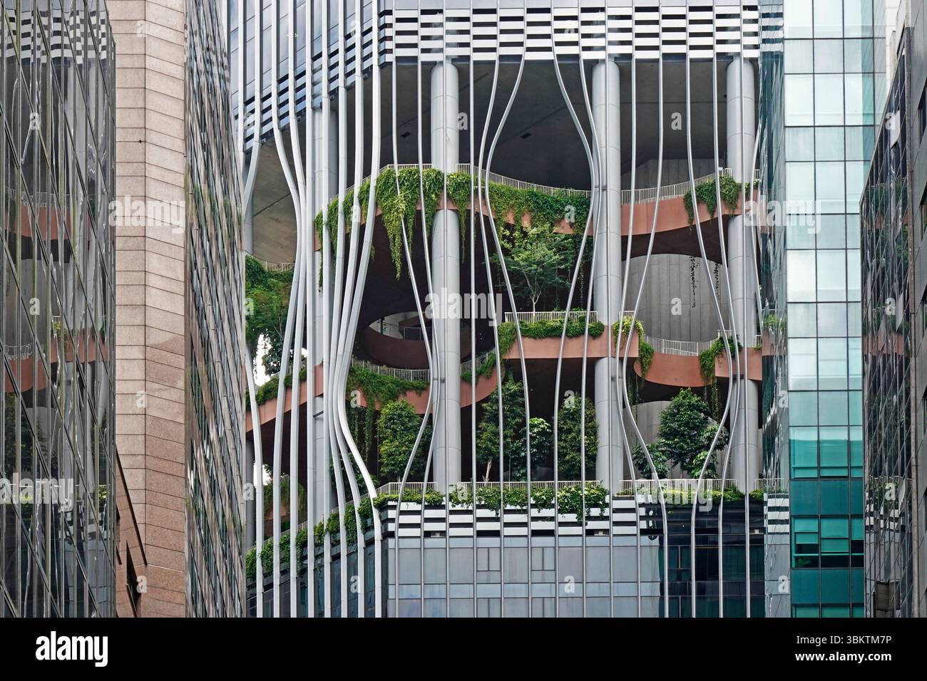 Singapore, Facade of the 51 storey sustainably designed CapitaSpring ...
