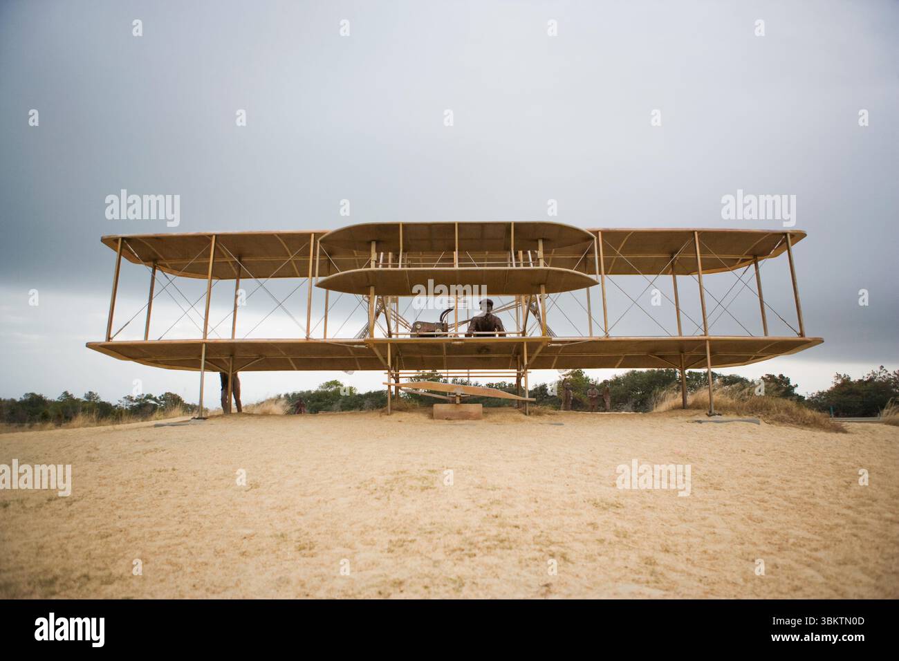 Airplane model and monument to commemorate the Wright brothers historic ...