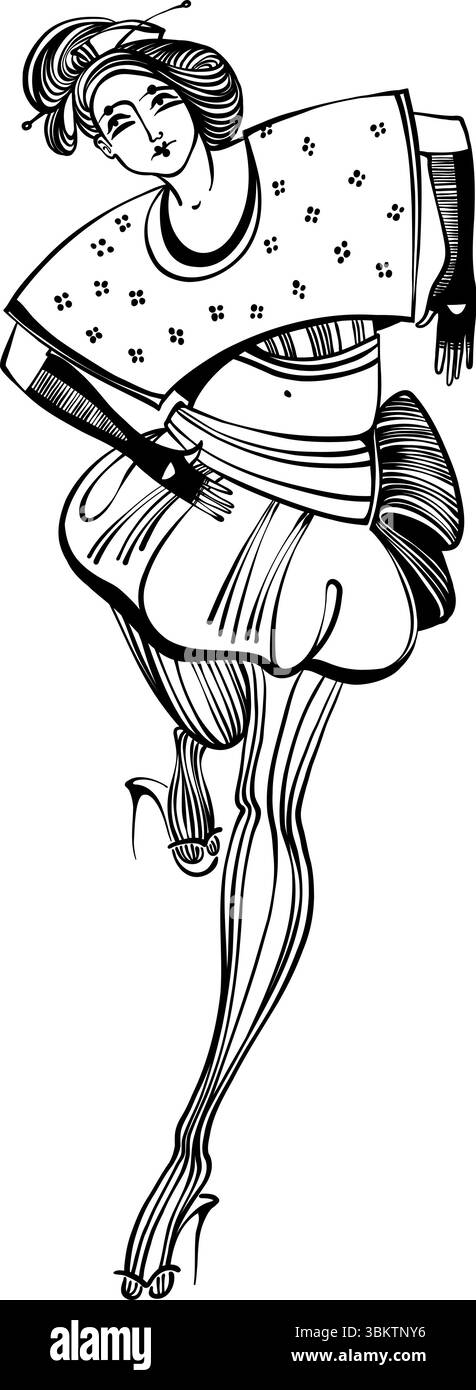 Japanese Fashion Line Art Stock Vector Image & Art - Alamy