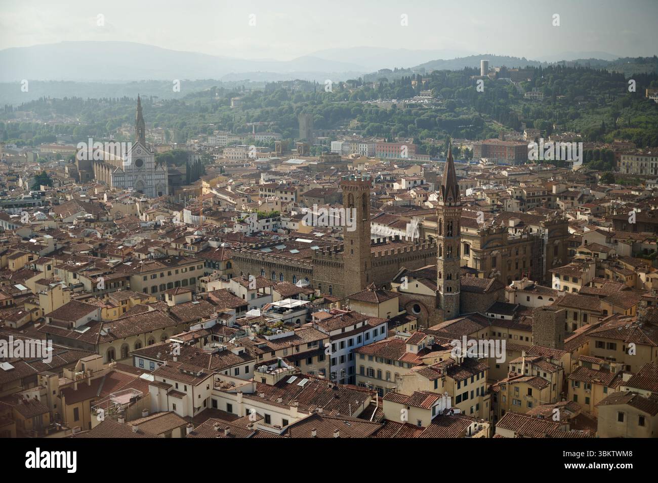 Stunning aerial view of Florence, Italy with red rooftops, iconic ...