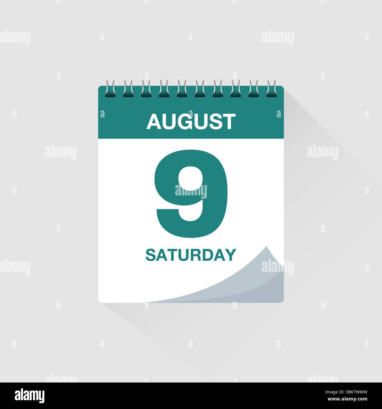 Calendar with date August 9. Day calendar icon vector, event calendar ...