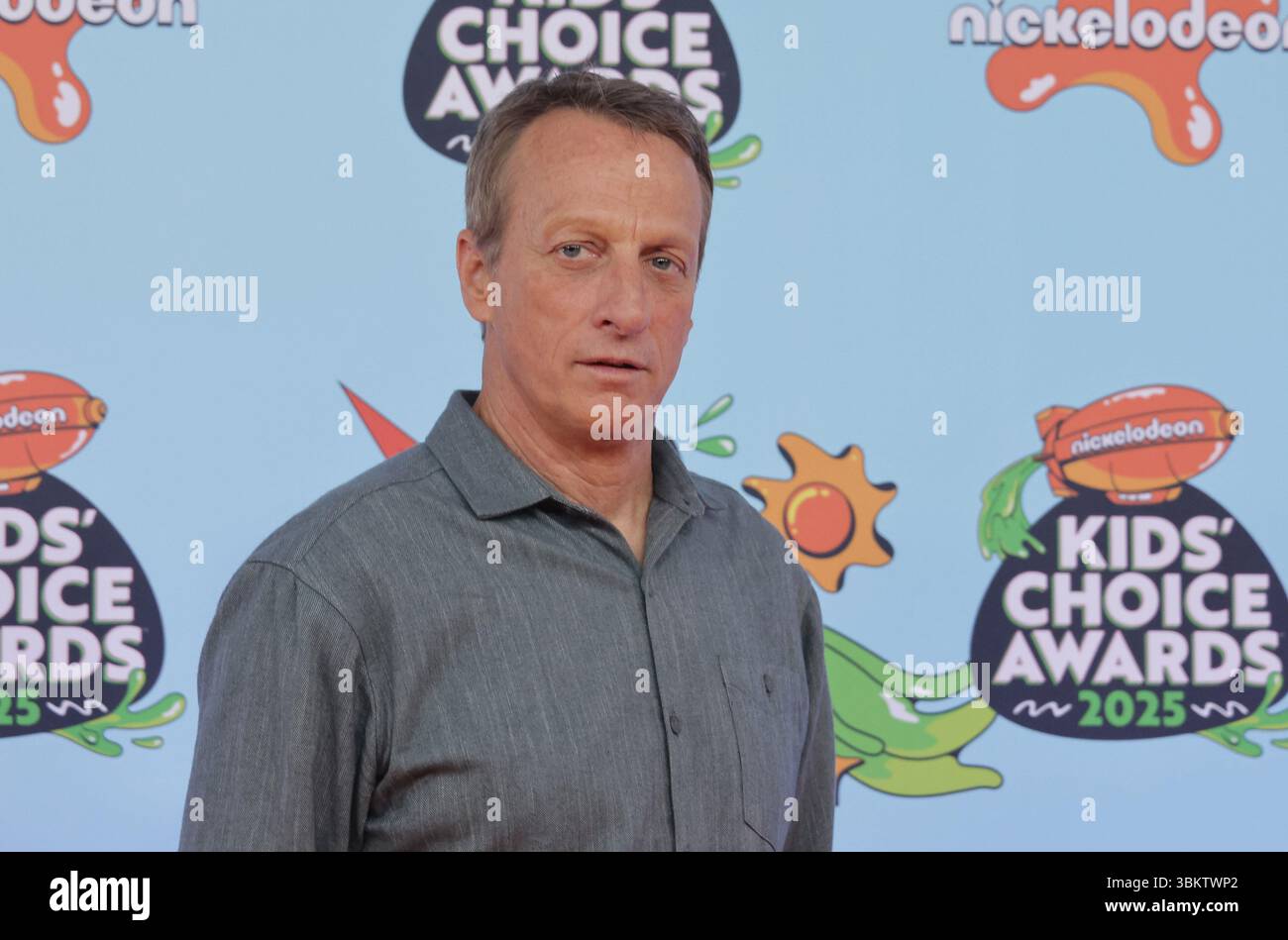 Tony Hawk attends the 2025 Nickelodeon Kids' Choice Awards at Barker ...