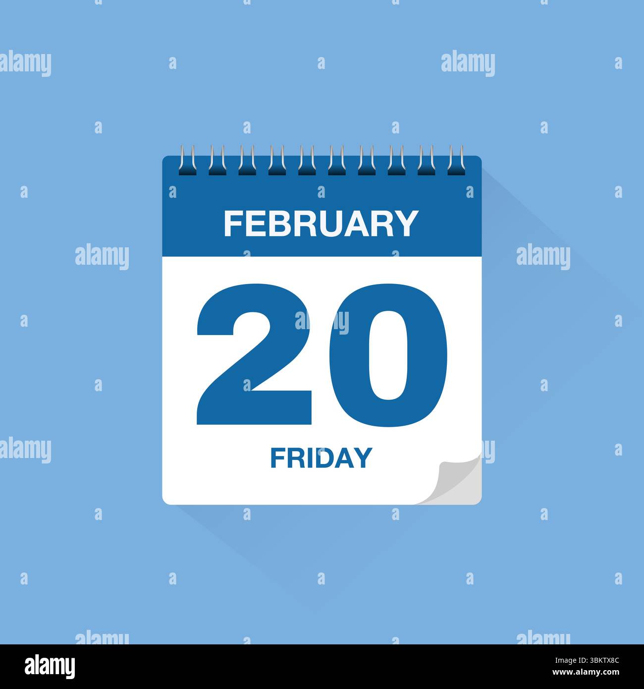 Calendar with date February 20. Day calendar icon vector, event ...