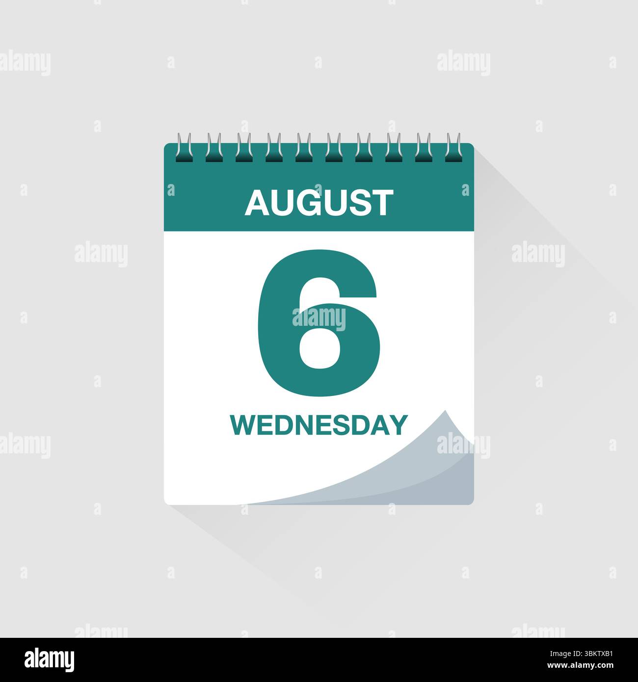 Calendar with date August 6. Day calendar icon vector, event calendar ...