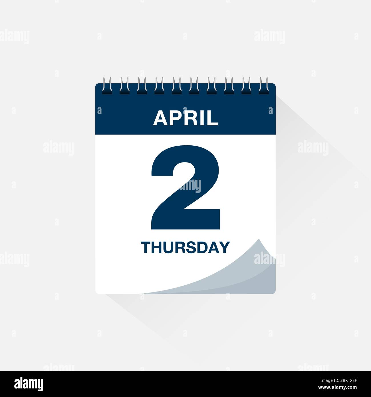 Calendar with date April 2. Day calendar icon vector, event calendar ...