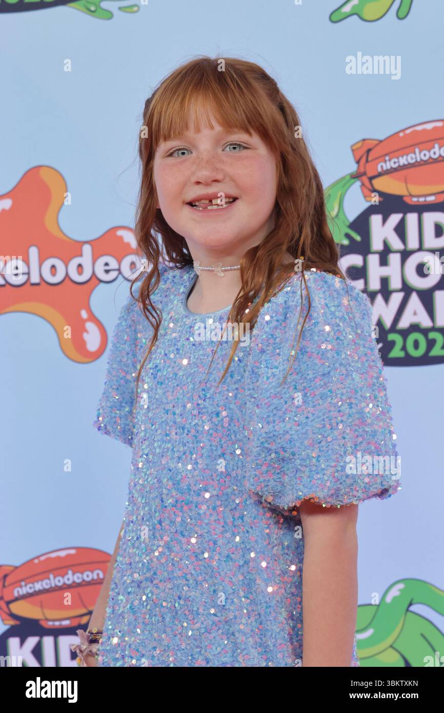 A for Adley attends the 2025 Nickelodeon Kids' Choice Awards at Barker ...
