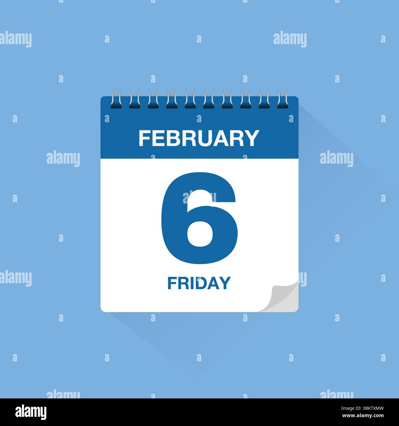 Calendar with date February 6. Day calendar icon vector, event calendar ...