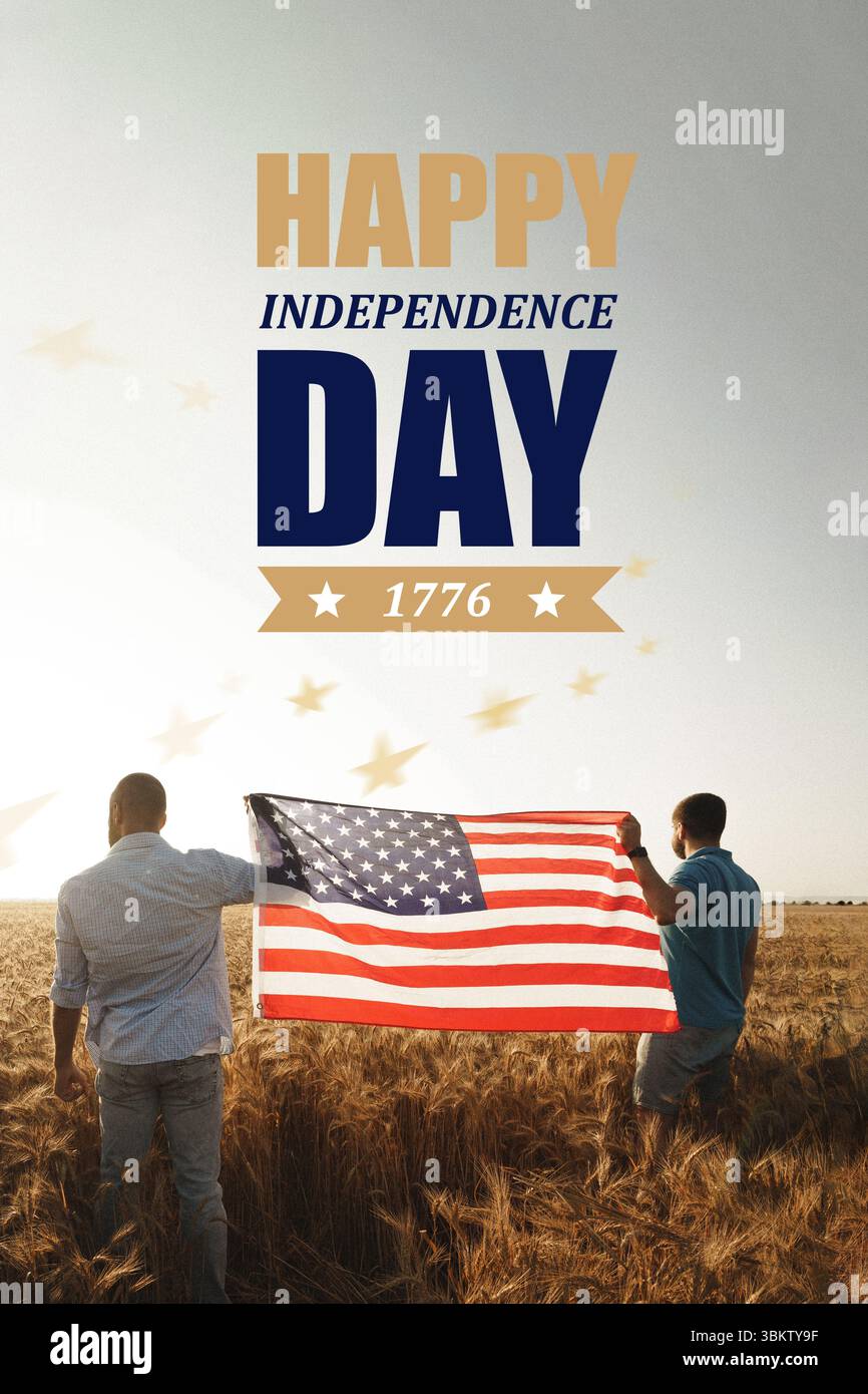 Celebrating Independence Day with pride in an open field while holding ...