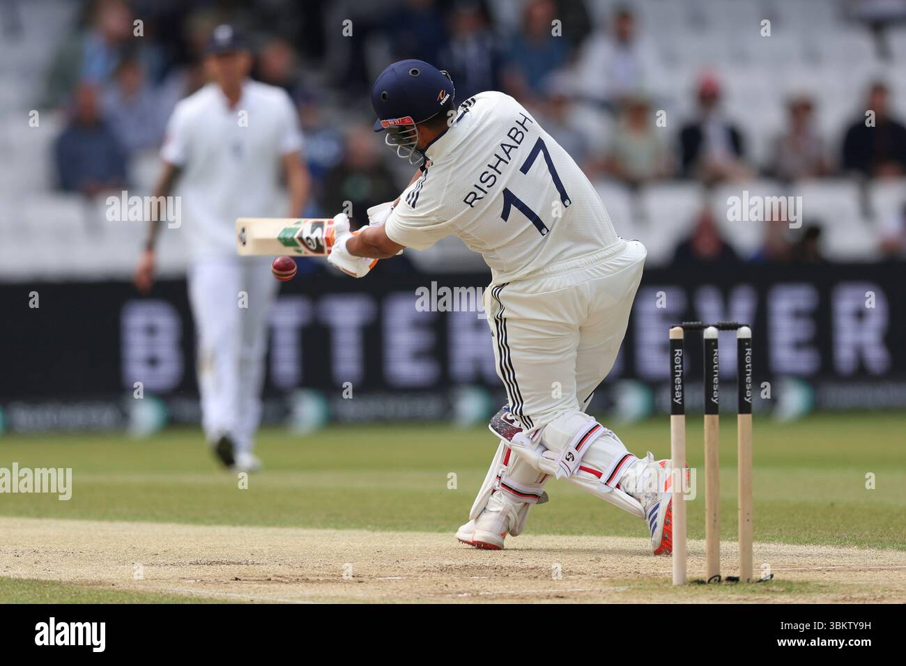 India's Rishabh Pant plays a shot on day four of the first cricket test ...