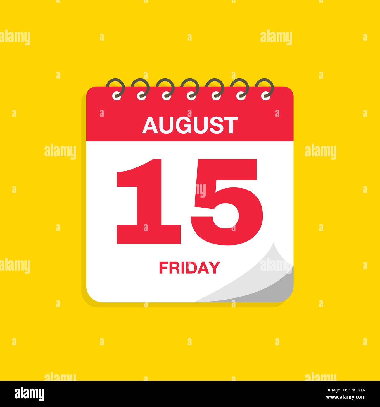 Day calendar with date August 15. Calendar icon vector. Event calendar ...