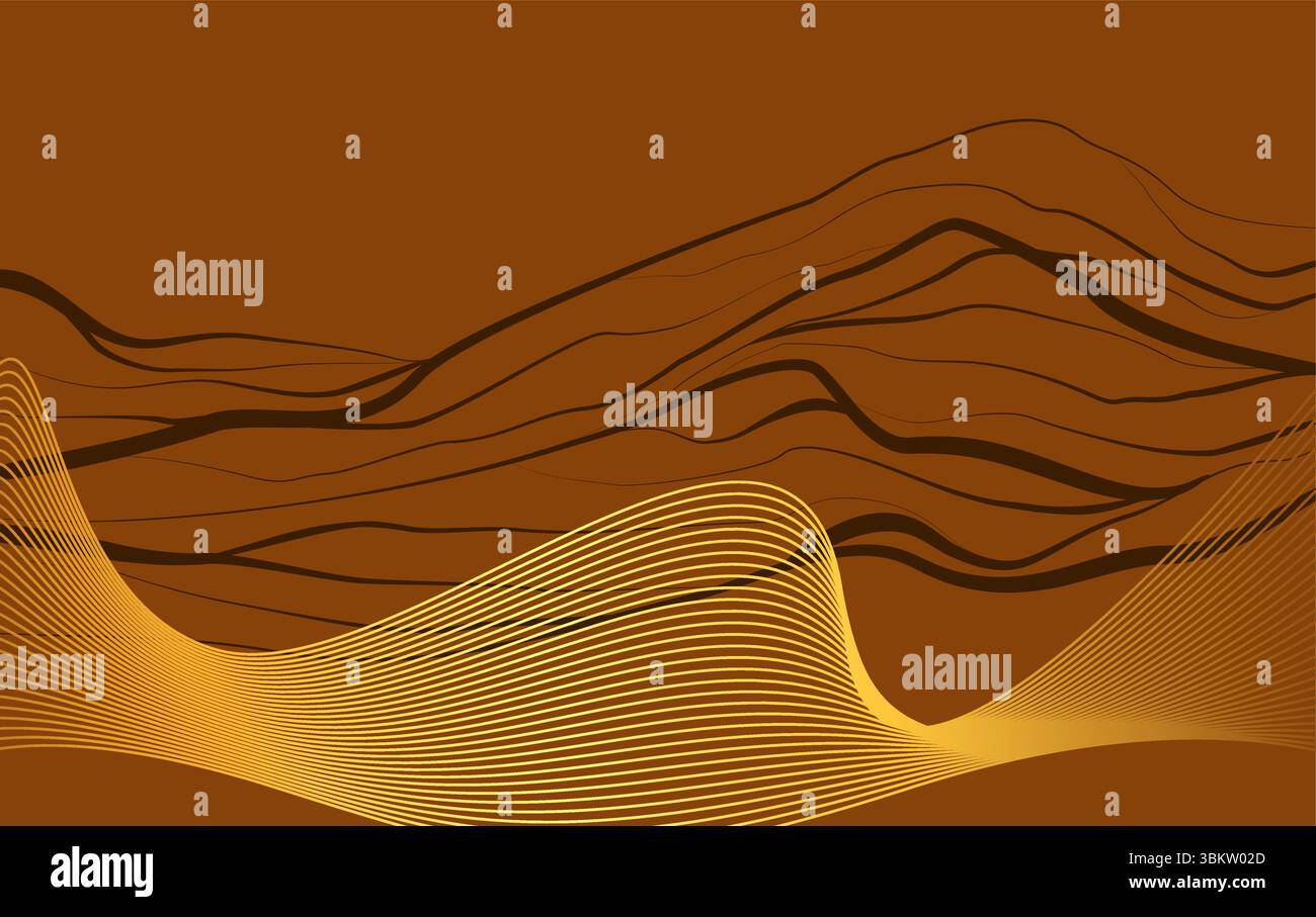 mountain and golden line arts background vector. Oriental Luxury ...
