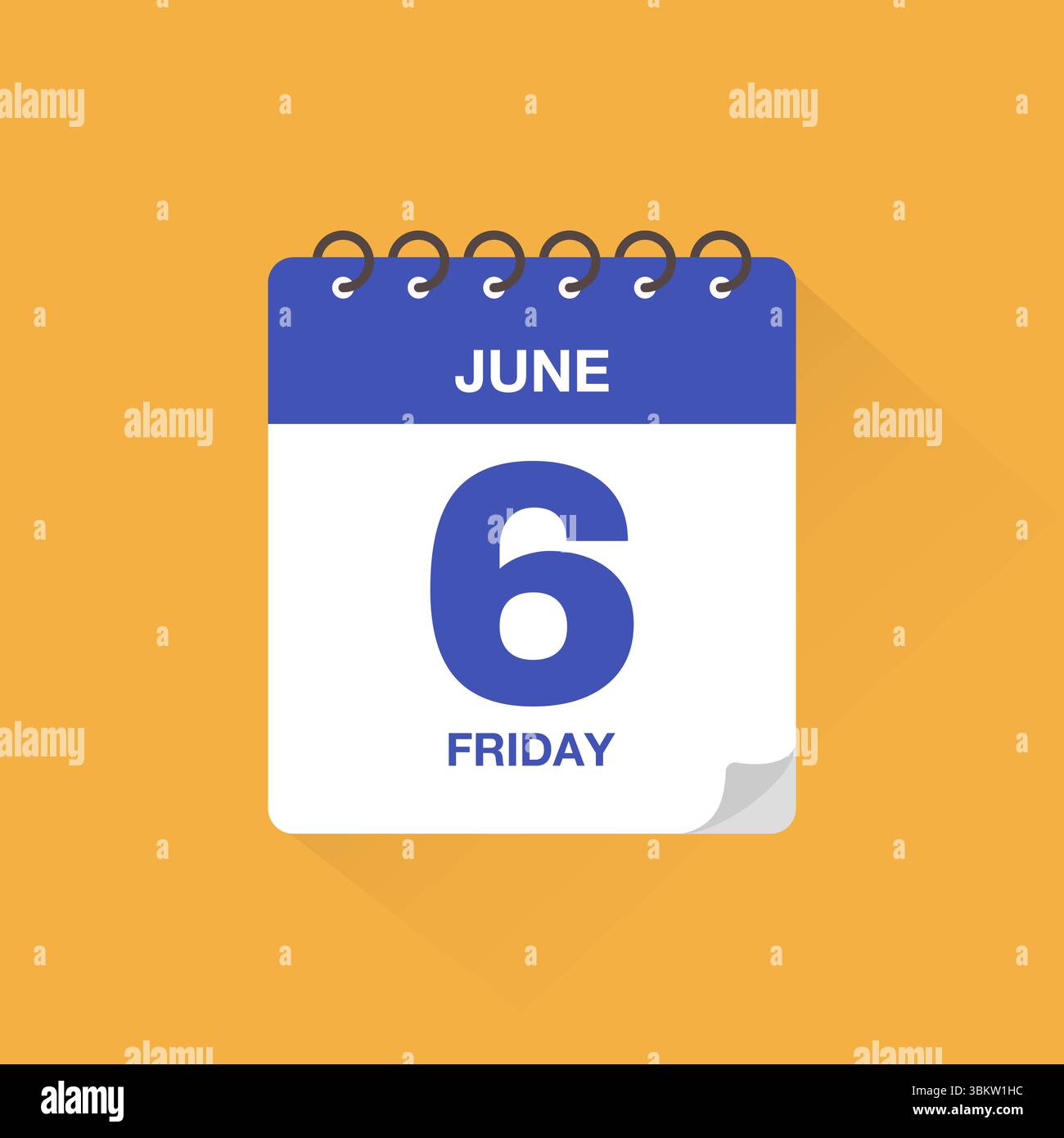 Day calendar with date June 6. Calendar icon vector. Event calendar ...