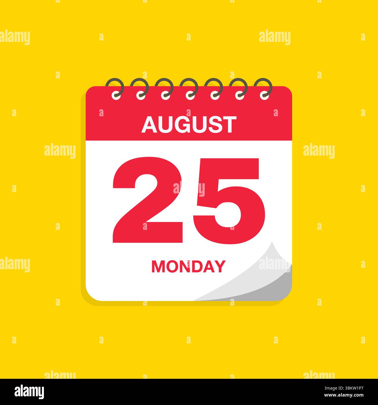 Day calendar with date August 25. Calendar icon vector. Event calendar ...